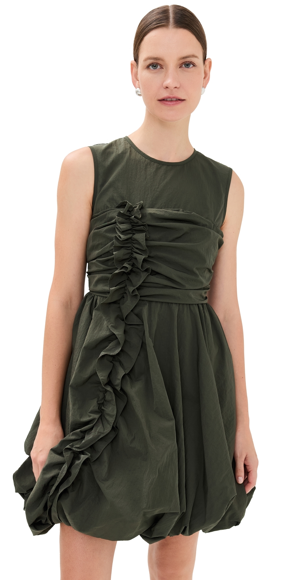 Buy Cecilie Bahnsen Olivia Recycled Taffeta Dress - Grey Olive At